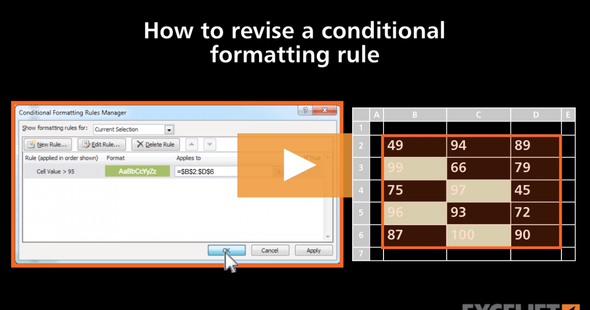How To Revise A Conditional Formatting Rule Video Exceljet