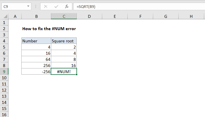 How to fix the #NUM! error - Excel formula | Exceljet