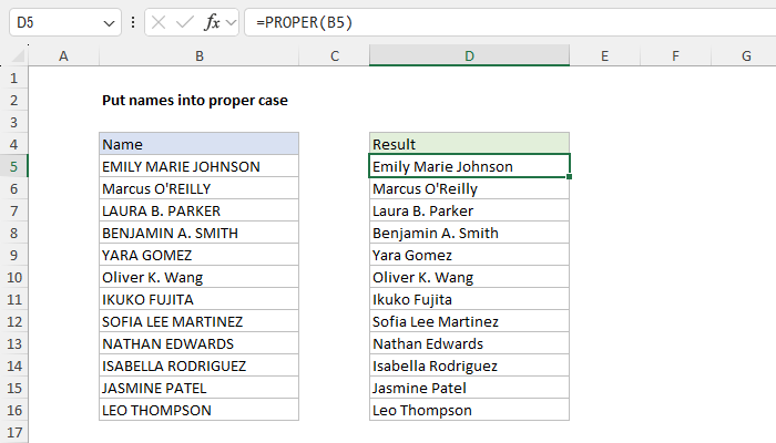 Put names into proper case - Excel formula | Exceljet