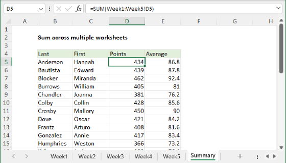 Sum across multiple worksheets with criteria - Excel formula | Exceljet
