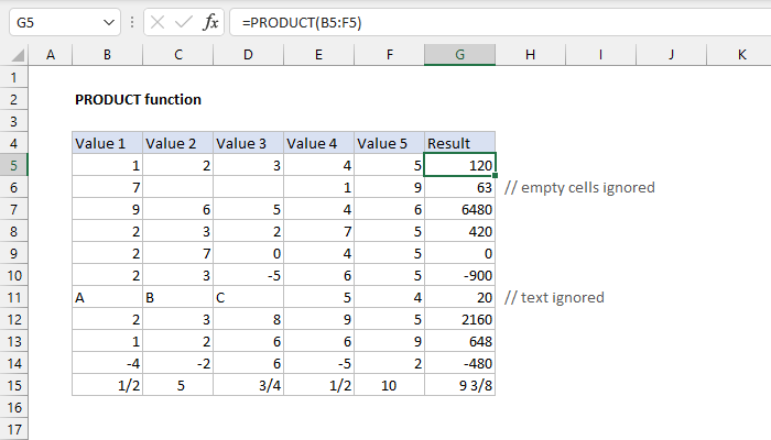 Excel PRODUCT function | Exceljet