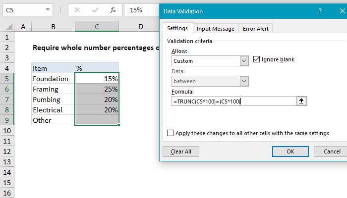 Data Validation Formula Examples | Exceljet