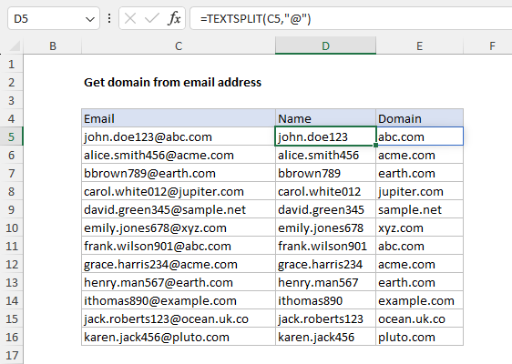 Get Domain From Email Address Excel Formula Exceljet
