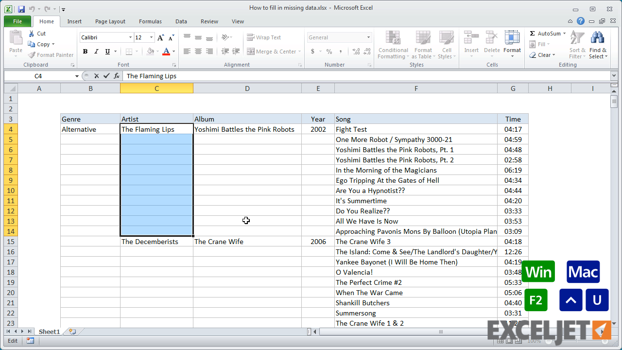 Excel Tutorial How To Fill In Missing Data With A Simple Formula