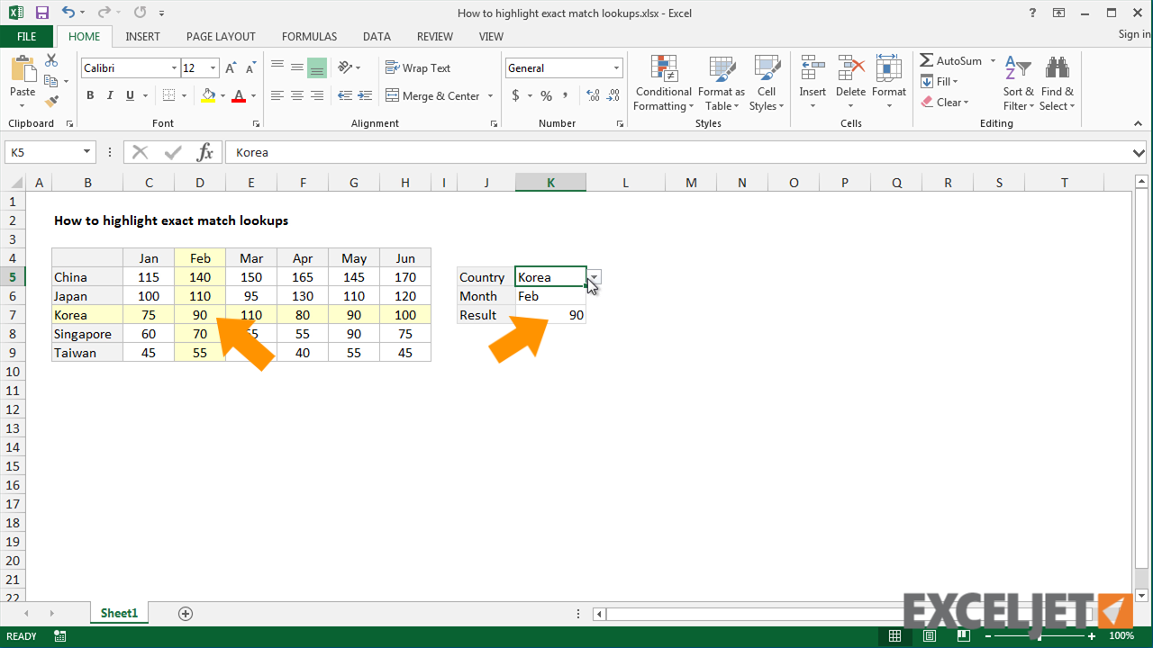 Excel tutorial: How to highlight exact match lookups