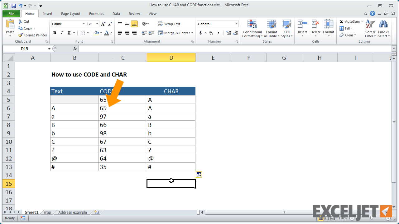 Excel Tutorial How To Use Char And Code Functions