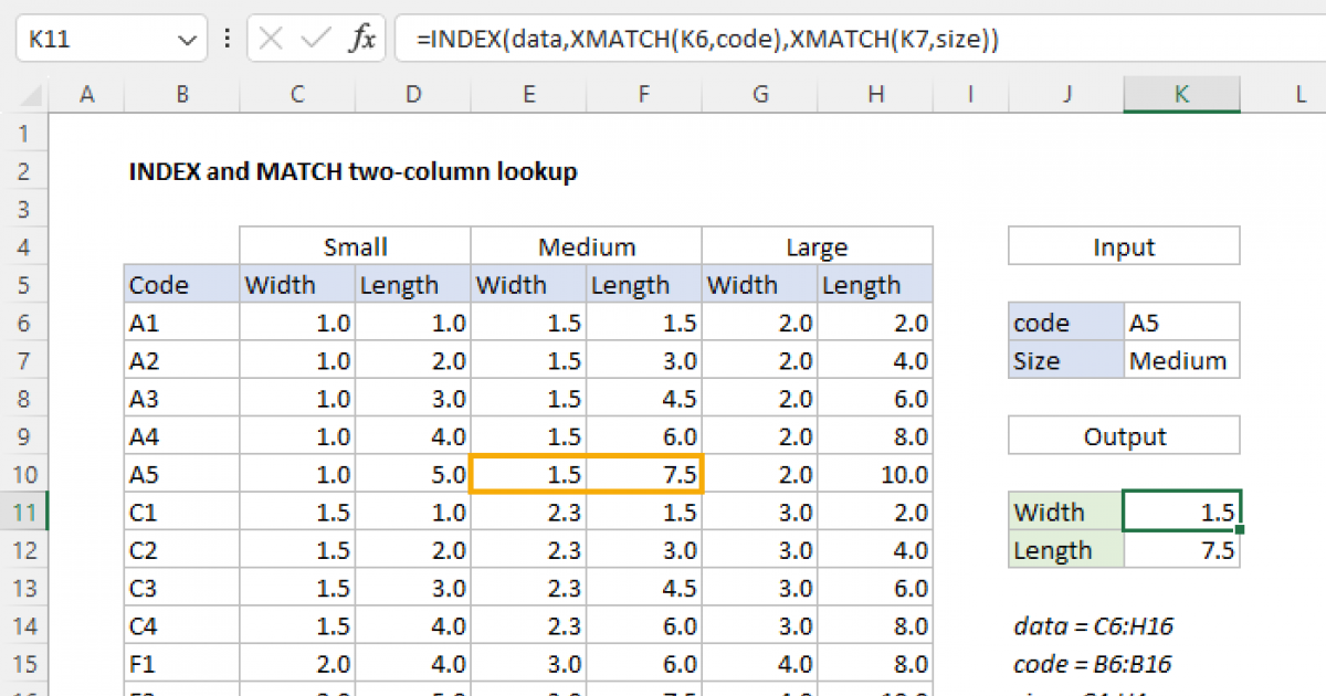 INDEX And MATCH Two column Lookup Excel Formula Exceljet
