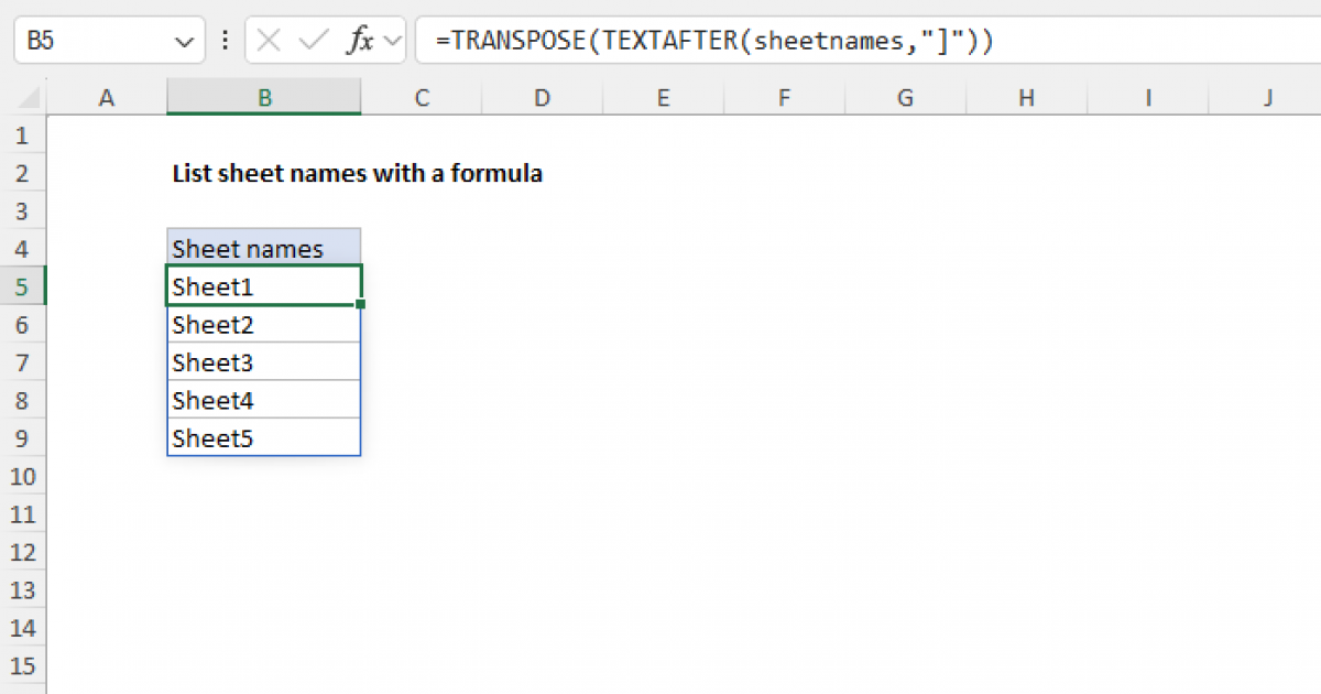 List Sheet Names With Formula Excel Formula Exceljet