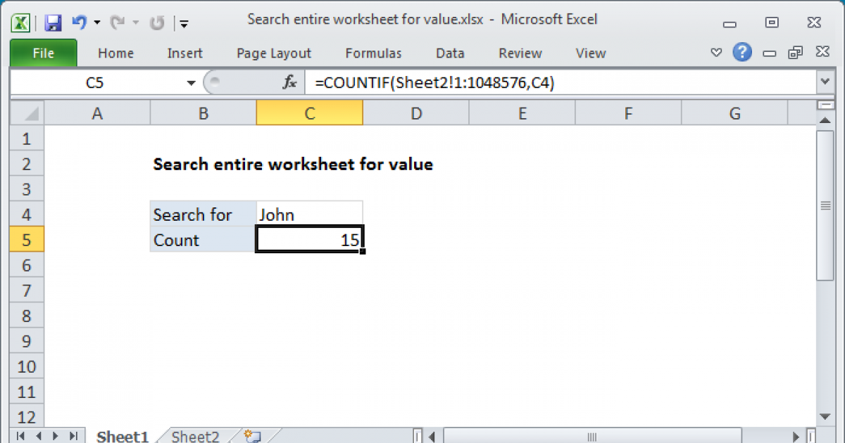 Search entire worksheet for value - Excel formula | Exceljet