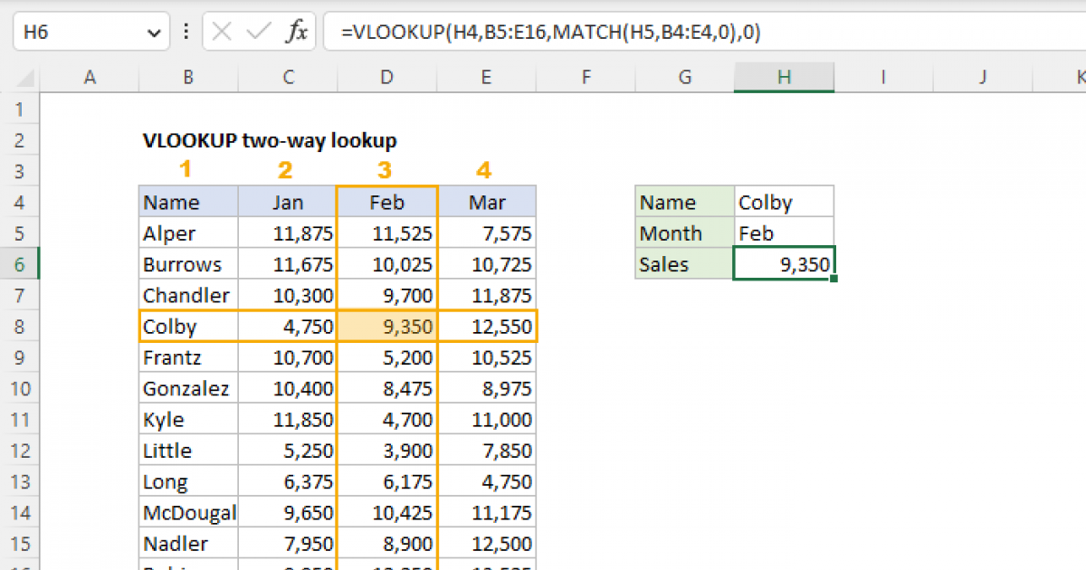 VLOOKUP Two way Lookup Excel Formula Exceljet