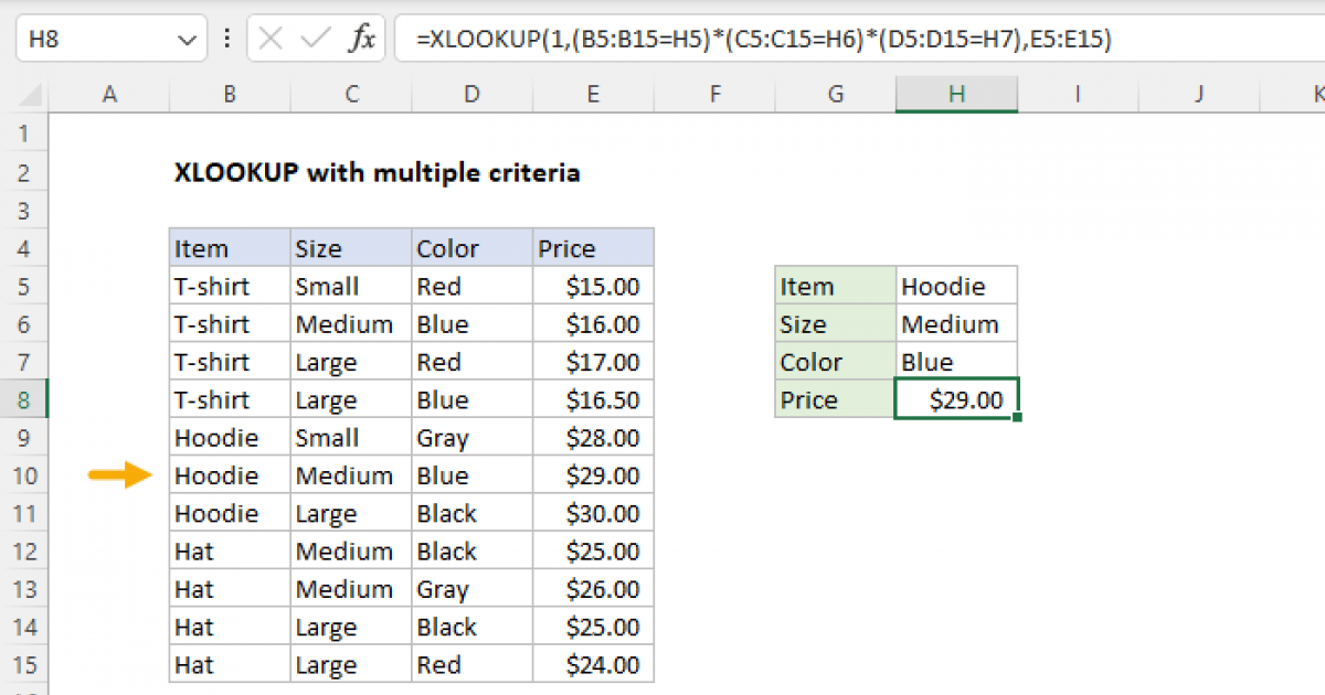 XLOOKUP With Multiple Criteria Excel Formula Exceljet