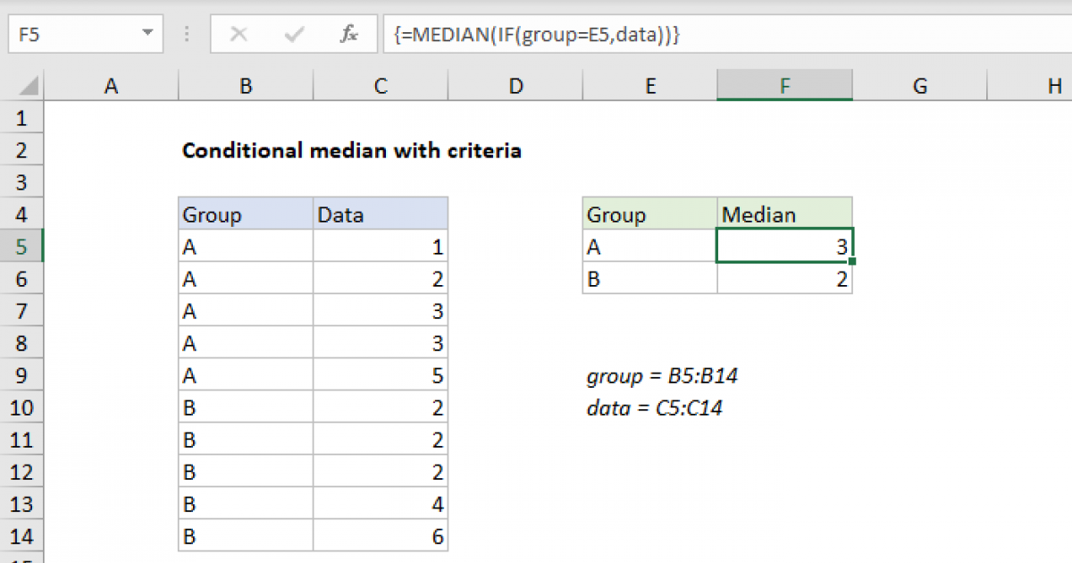 Conditional median with criteria - Excel formula | Exceljet