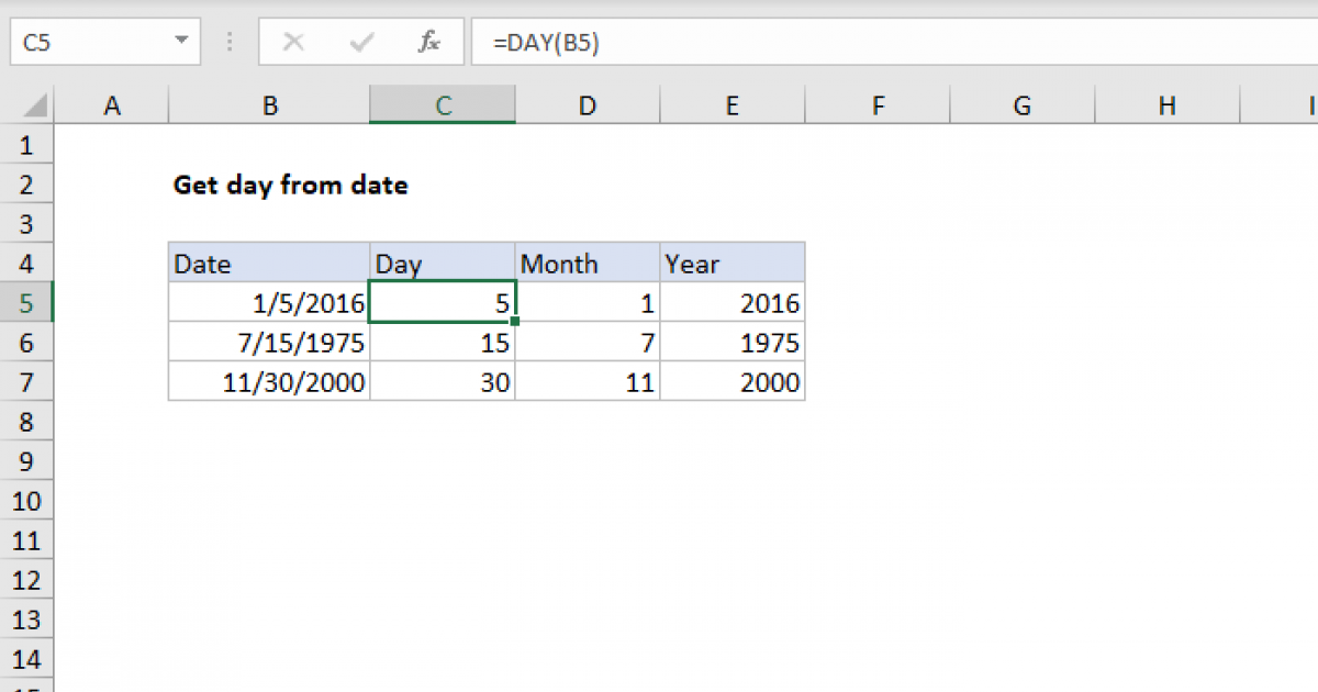 Get Day From Date Excel Formula Exceljet
