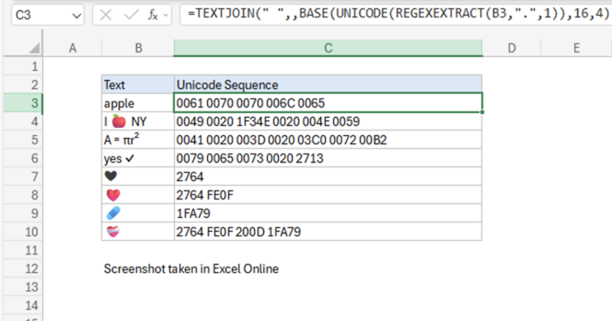 Get Unicode Sequence from text - Excel formula | Exceljet