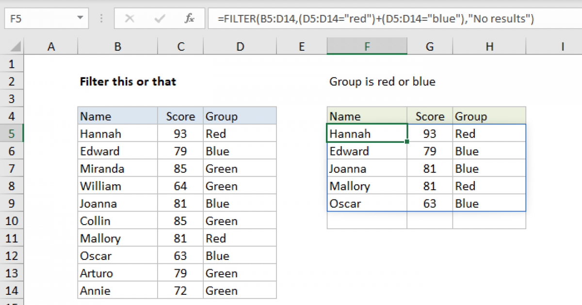 Filter this or that - Excel formula | Exceljet