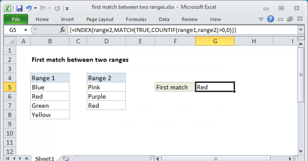 First match between two ranges - Excel formula | Exceljet
