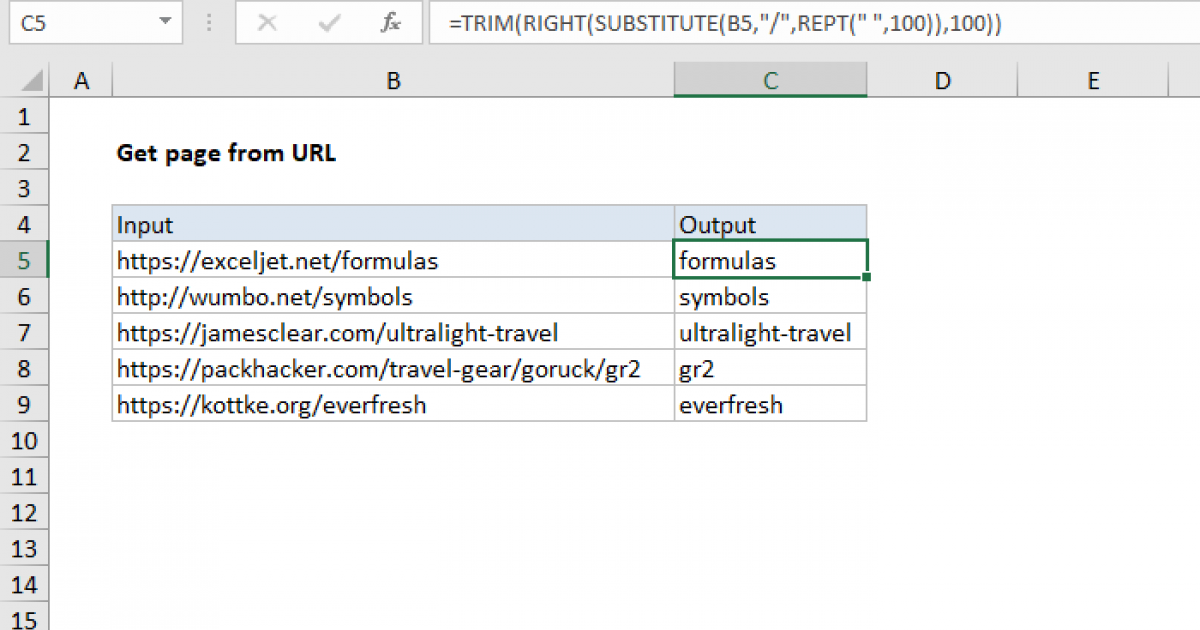 Get page from URL - Excel formula | Exceljet
