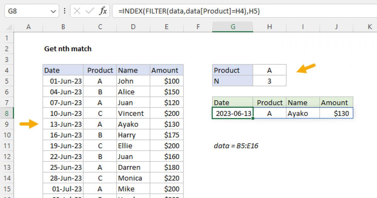 Get Nth Match Excel Formula Exceljet