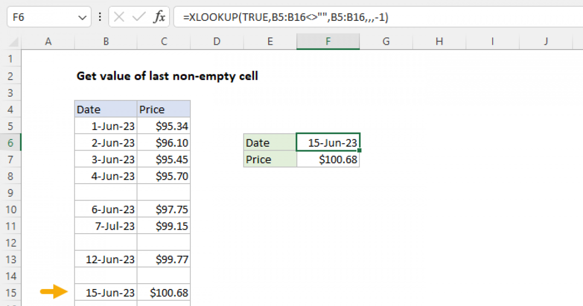 Get Value Of Last Non empty Cell Excel Formula Exceljet