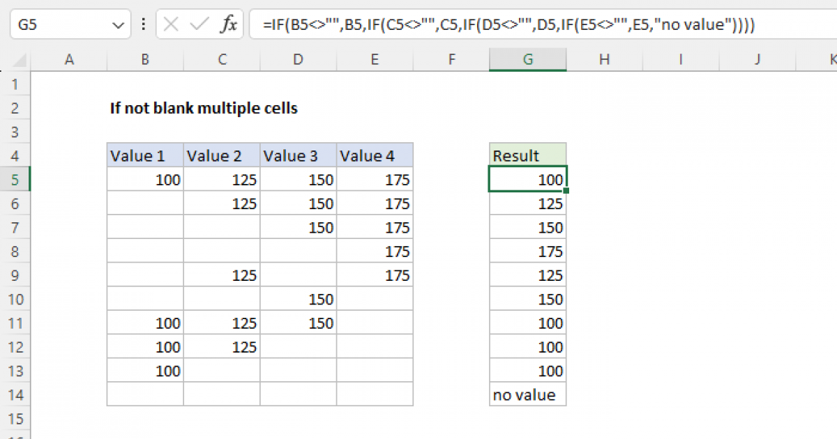 If Not Blank Multiple Cells Excel Formula Exceljet