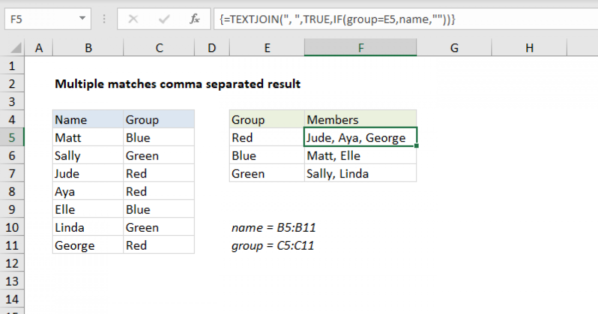 Multiple matches in comma separated list - Excel formula | Exceljet