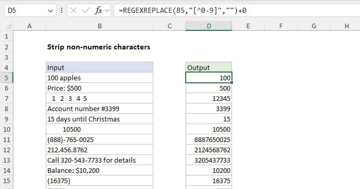 Strip Non numeric Characters Excel Formula Exceljet