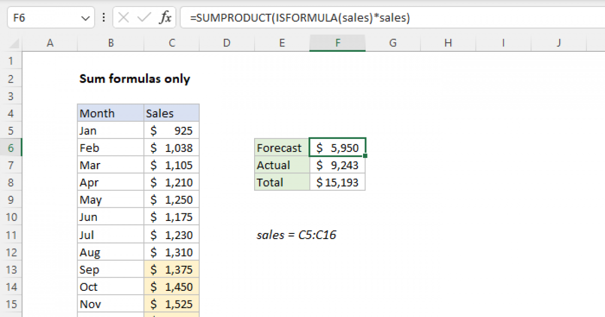 Sum formulas only - Excel formula | Exceljet