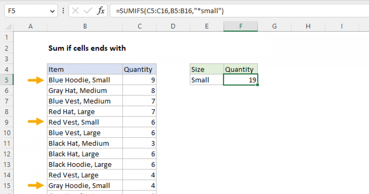 Sum If Ends With Excel Formula Exceljet