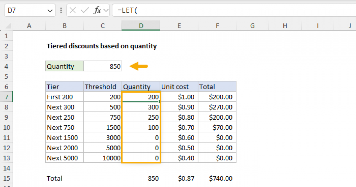 Tiered discounts based on quantity - Excel formula | Exceljet Tiered discounts based on quantity - Excel formula | Exceljet