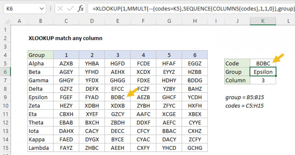 XLOOKUP match any column - Excel formula | Exceljet