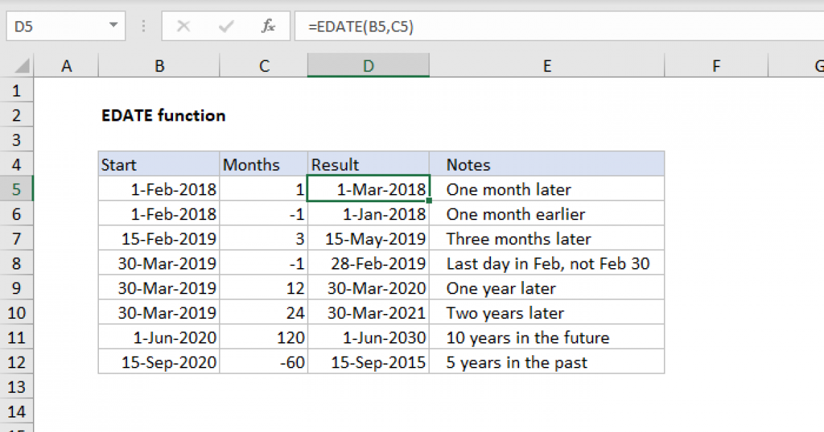 Excel EDATE function | Exceljet