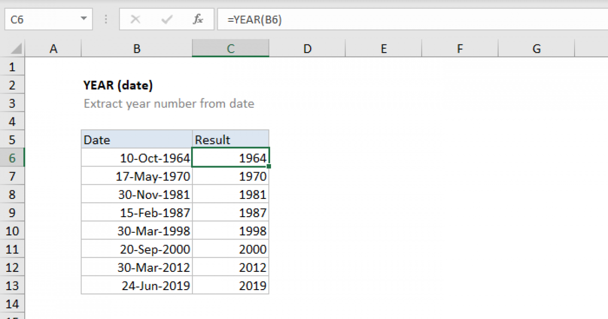 Excel YEAR Function Exceljet