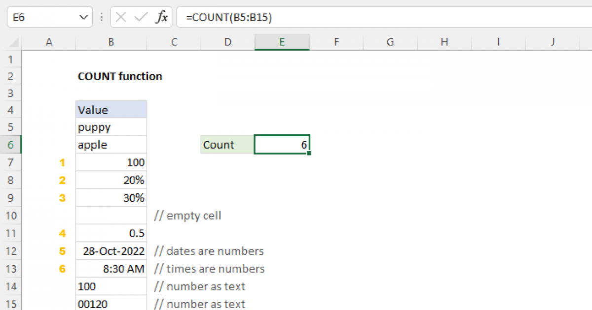 Excel COUNT function | Exceljet