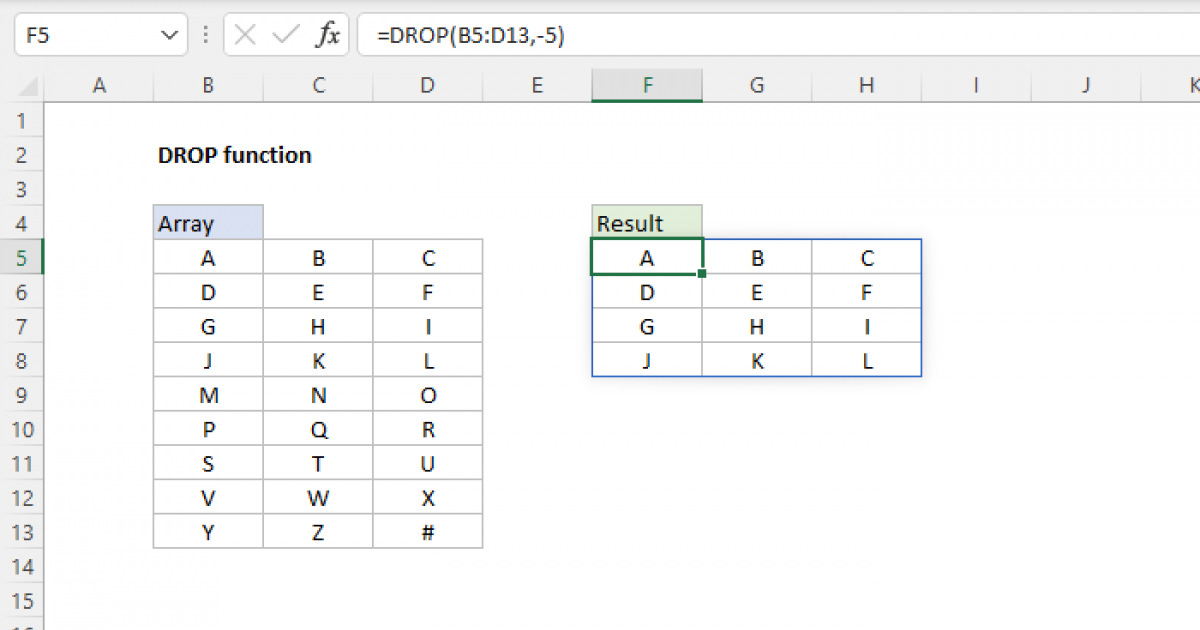 Excel DROP function | Exceljet