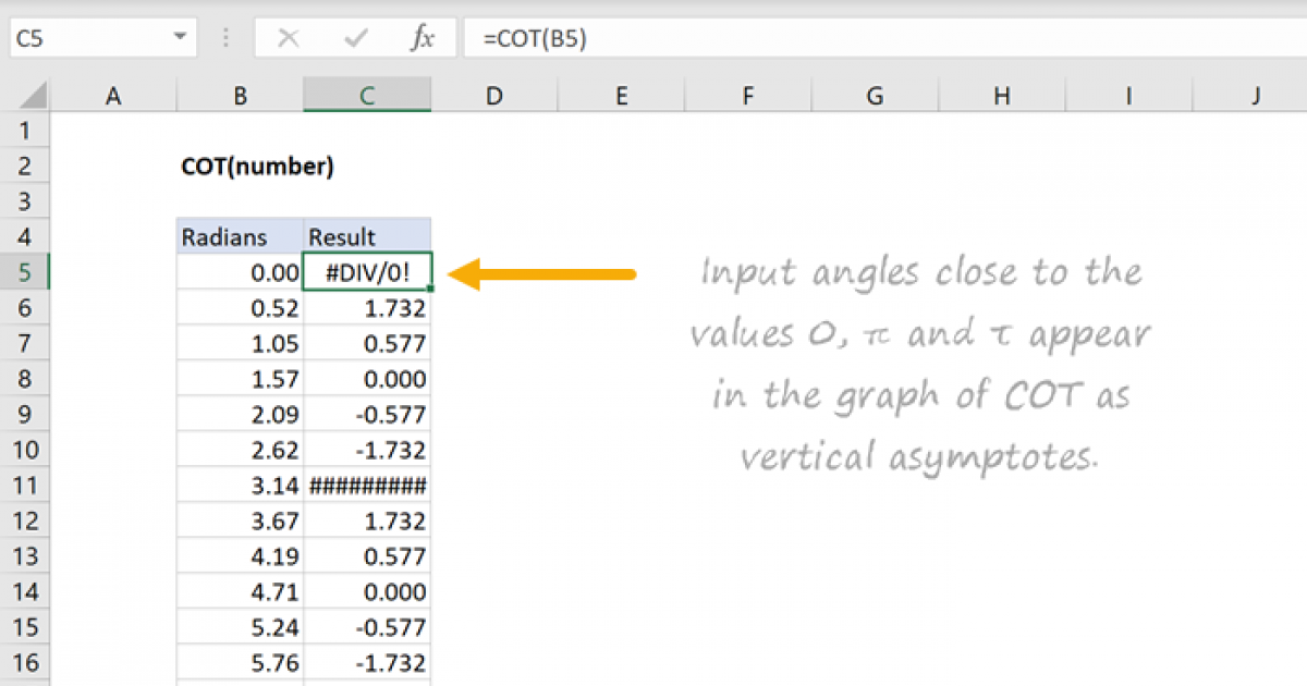 Excel COT Function Exceljet