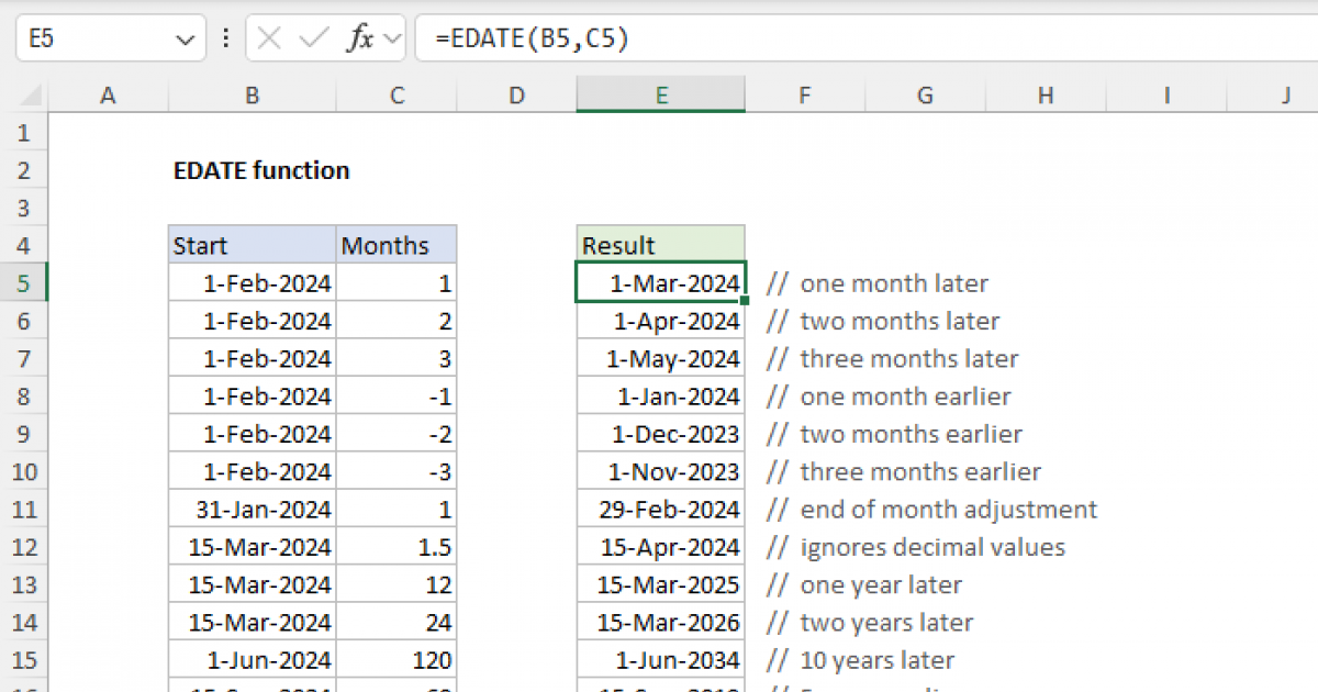 Excel EDATE function | Exceljet