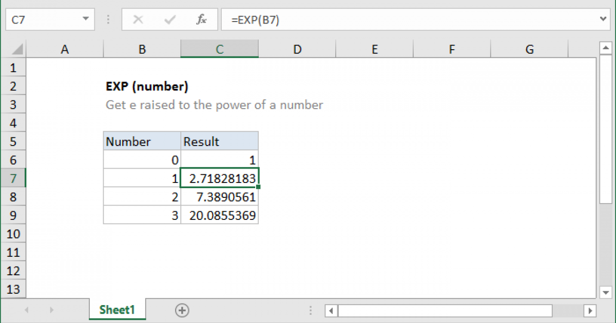 Excel EXP Function Exceljet