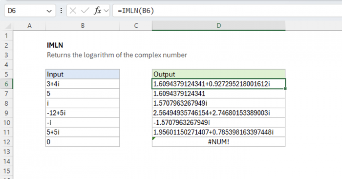 Excel IMLN function | Exceljet