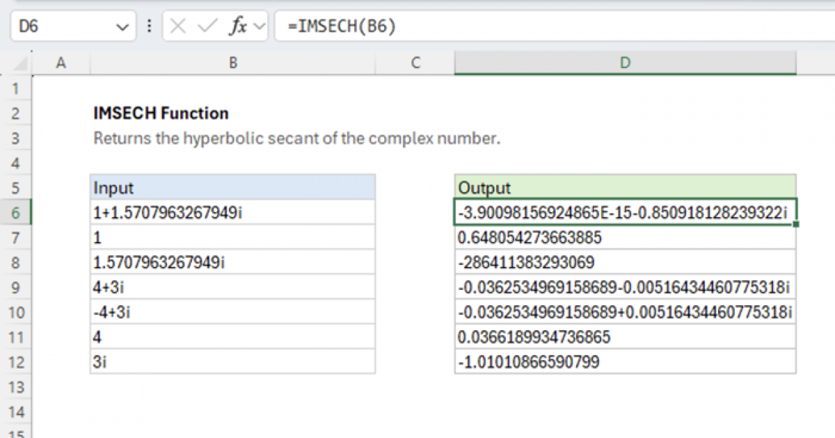 Excel IMSECH function | Exceljet