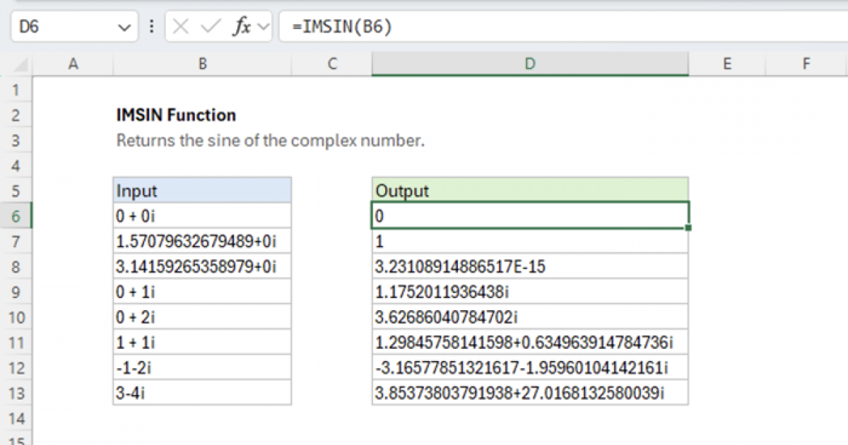 Excel IMSIN function | Exceljet