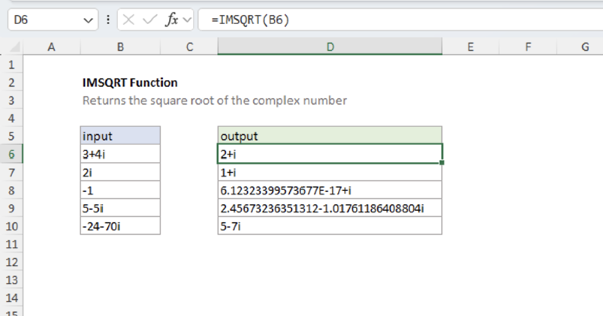 Excel IMSQRT function | Exceljet