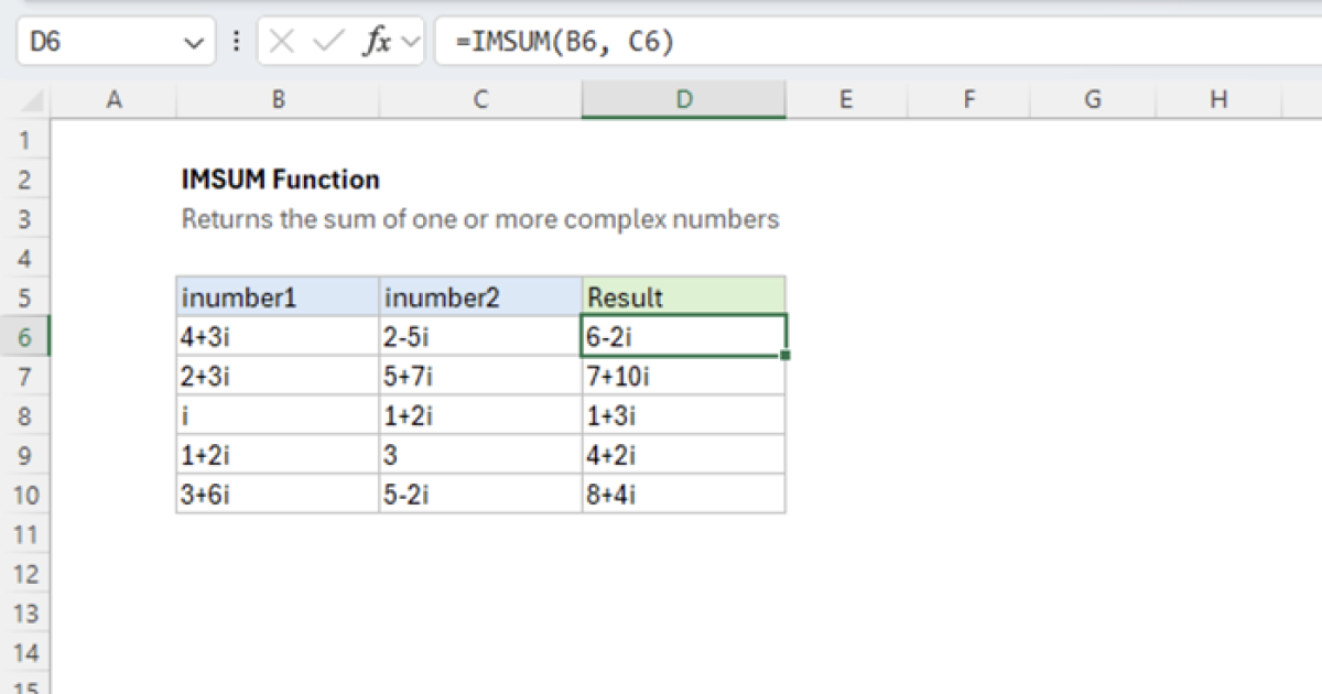 Excel IMSUM function | Exceljet