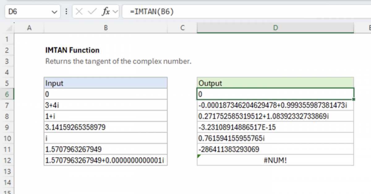 Excel IMTAN function | Exceljet
