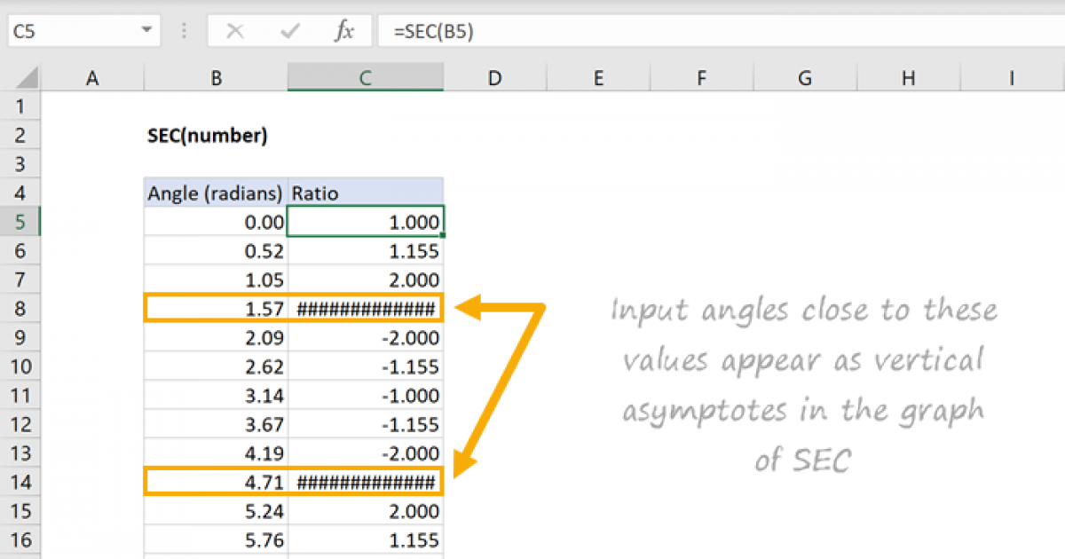 Excel SEC function | Exceljet