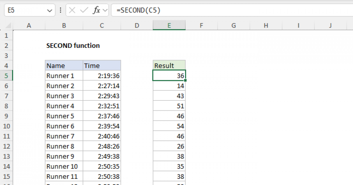 Excel Second Function Exceljet 4058