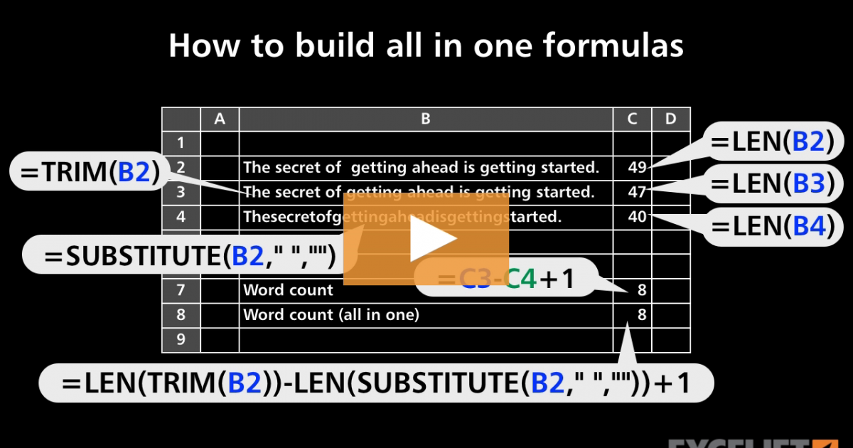 How to build all-in-one formulas (video) | Exceljet
