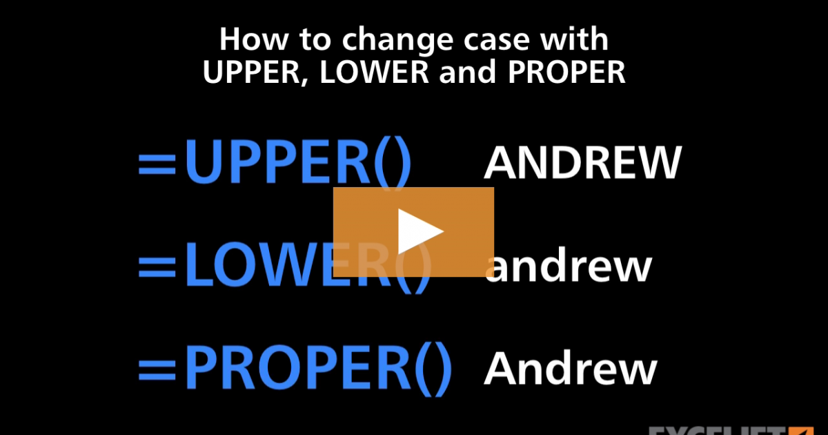 How to change case with UPPER LOWER and PROPER (video) | Exceljet