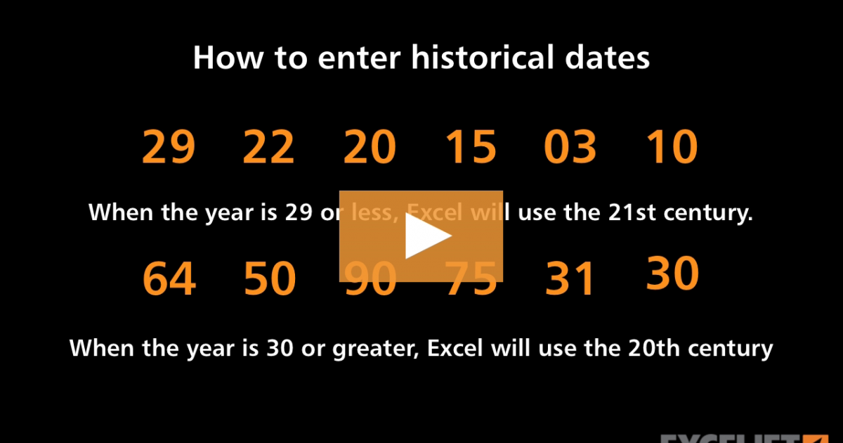 How to enter historical dates in Excel (video) | Exceljet