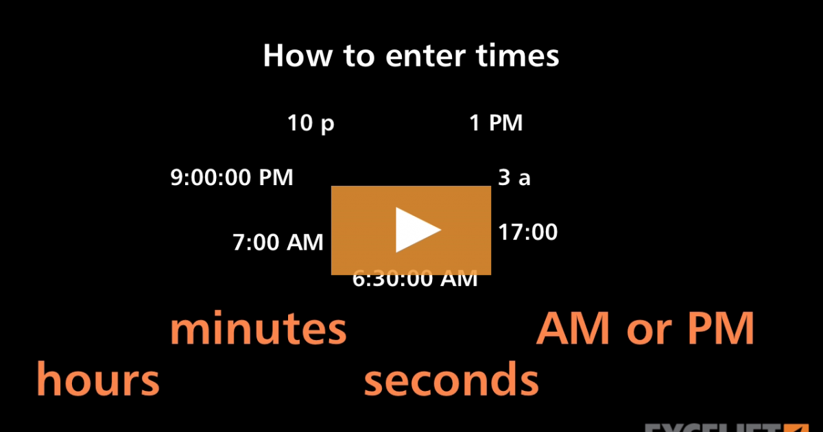 How to enter times in Excel (video) | Exceljet