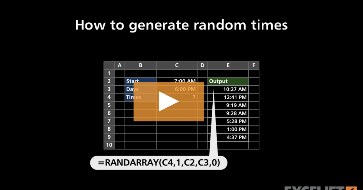 How to generate random times (video) | Exceljet